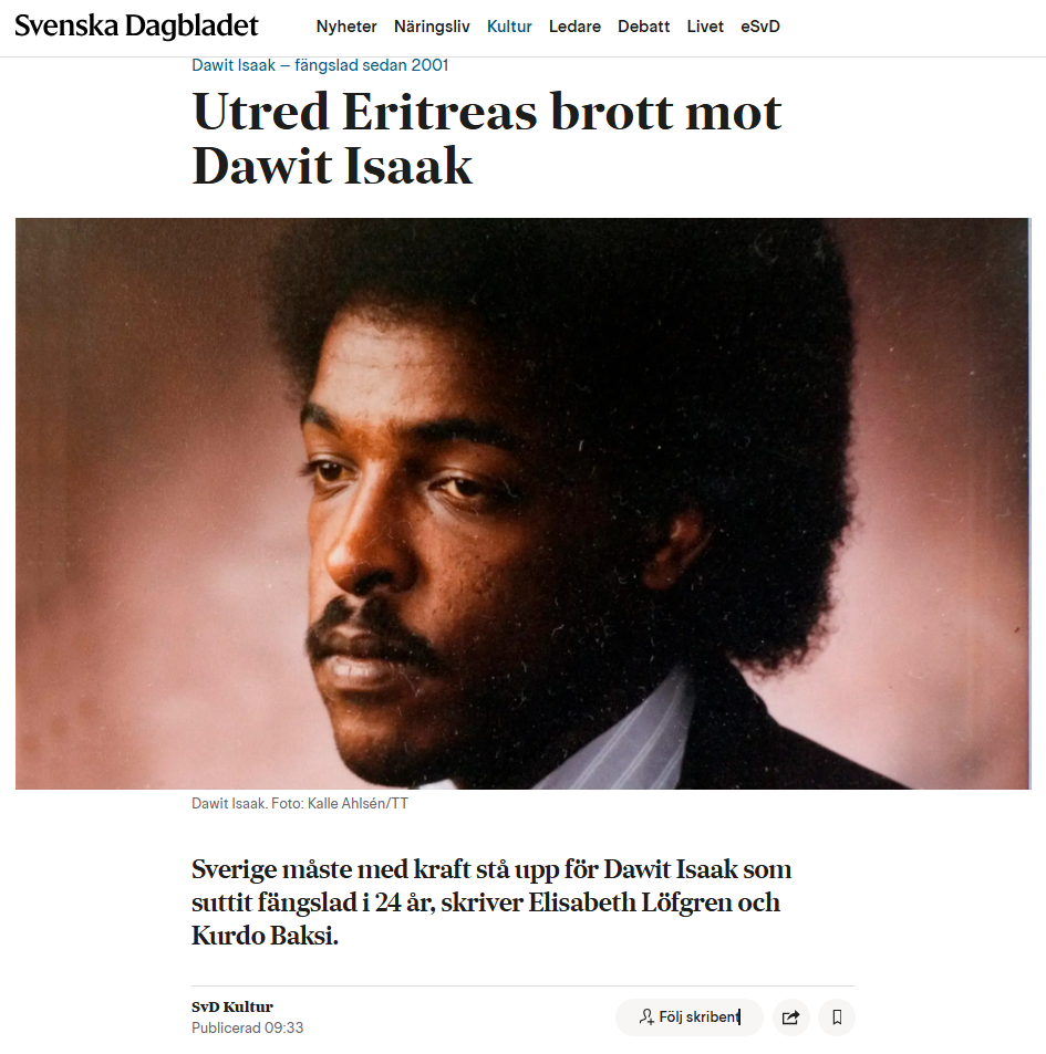 Årsdagen av Dawit Isaaks gripande : Free Dawit Isaak